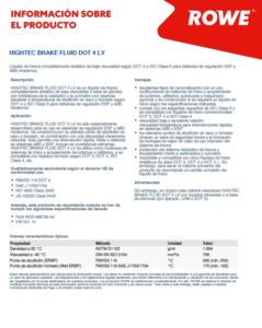 Liquido de Frenos ROWE Hightec Brake Fluid DOT4 LV (1 Litro) - Rephaus Repuestos